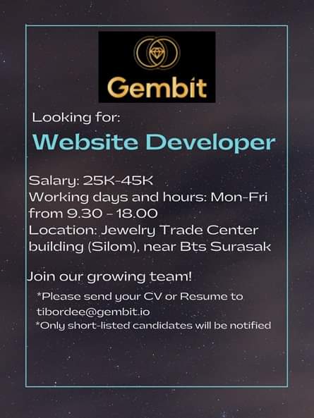 Gembit – Web Developer – TechTalkThai Jobs