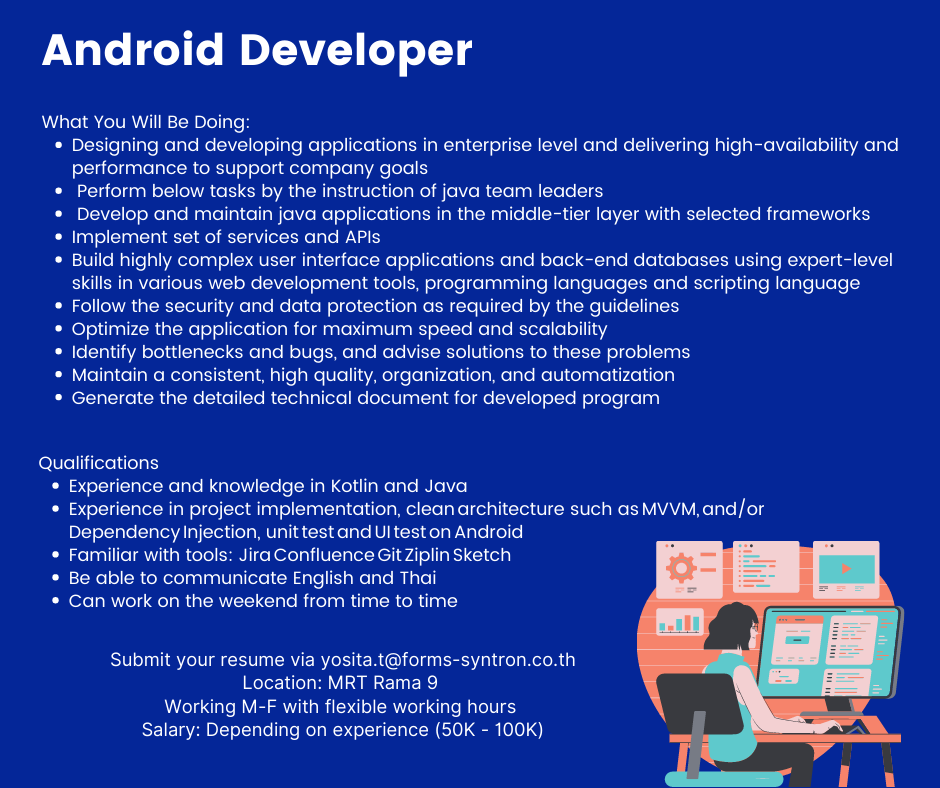 Forms Syntron Thailand – Android Developer (Kotlin) – TechTalkThai Jobs